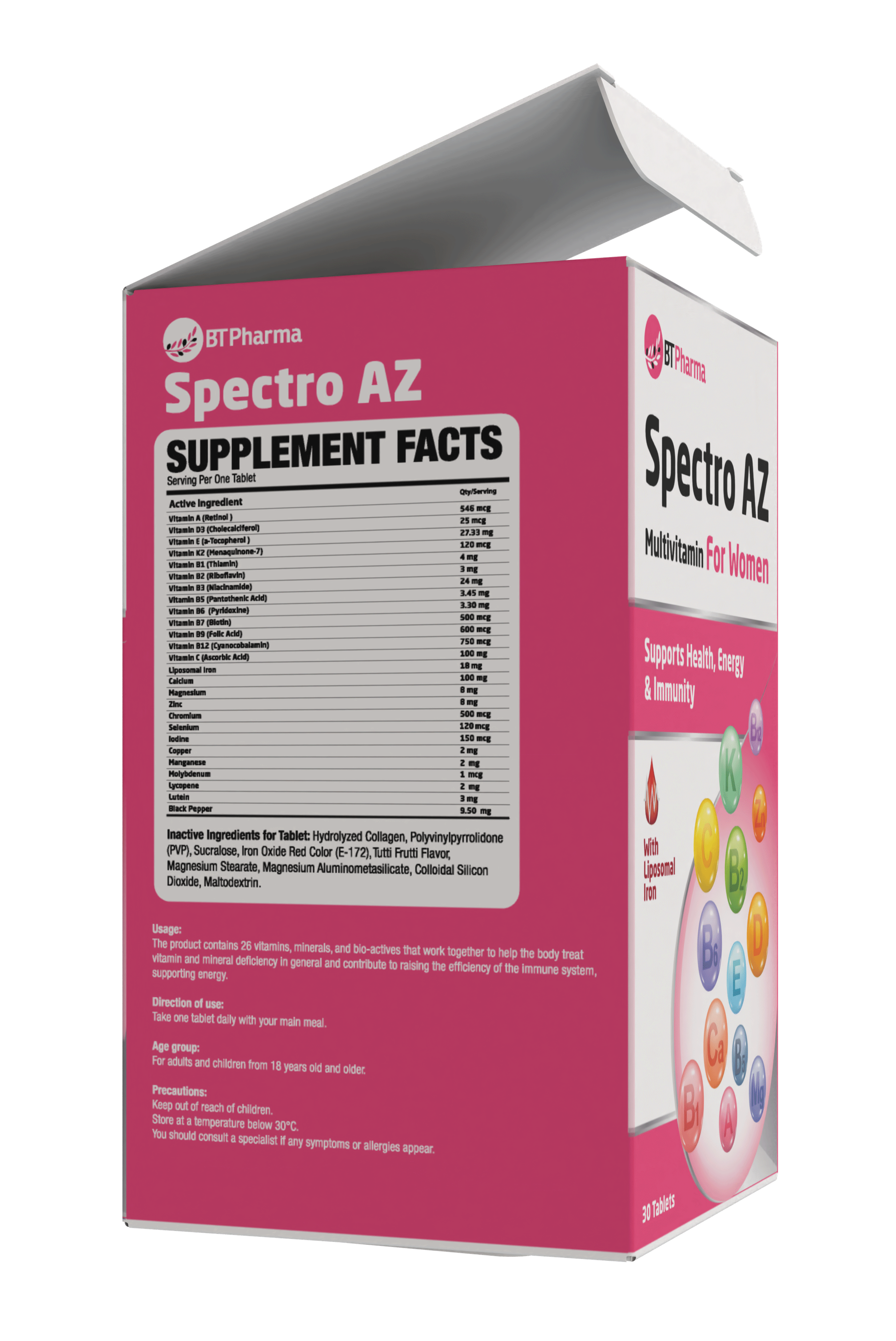 BTPharma Spectro AZ® Multivitamins for Women | 26-in-1 Daily Health
